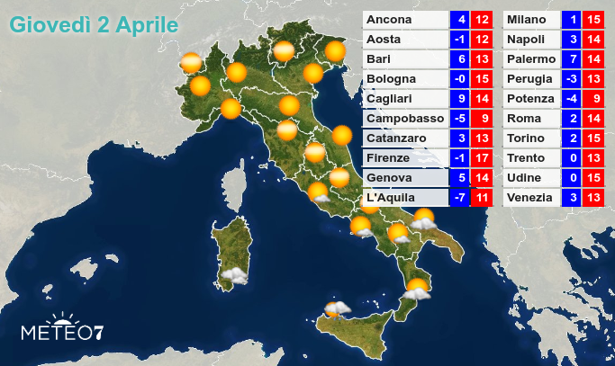 METEO Italia: temperature in AUMENTO da domani 2 Aprile 2020, le ... METEO Italia: temperature in AUMENTO da domani 2 Aprile 2020, le ...